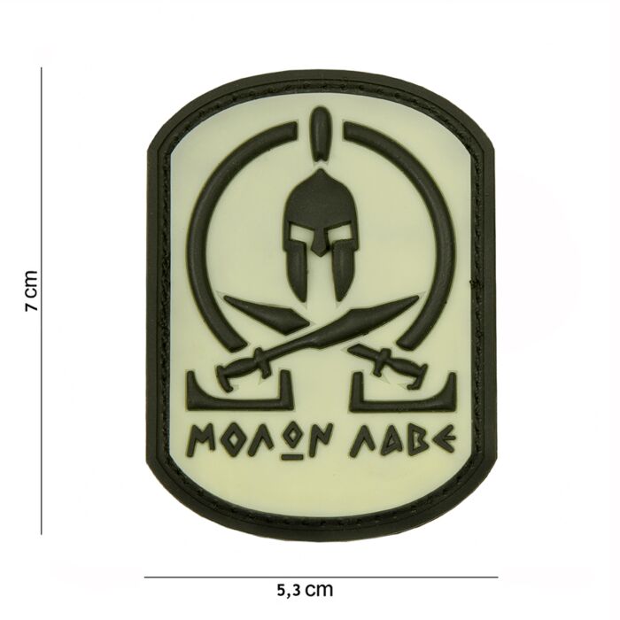 Embleem, 3D PVC Molon labe spartan wit | Benscore