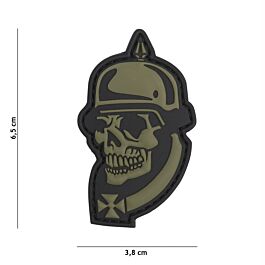 Embleem, 3D PVC WWI Skull groen | Benscore